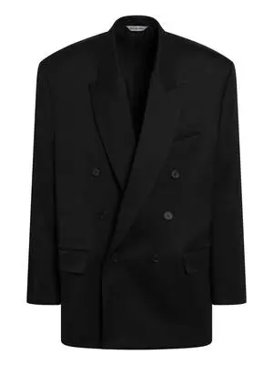 Balenciaga Double-breasted Oversized Wool Blazer - Black