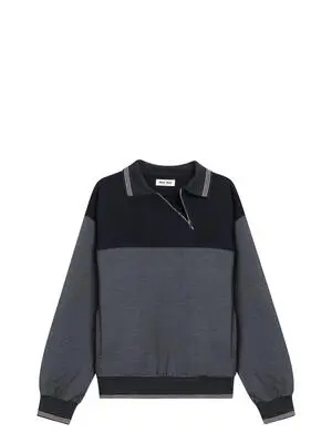 Miu Miu Sweatshirt With Zip Anthracite/blue - Gray