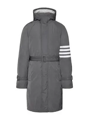 Thom Browne Poly Twill 4-bar Hooded Down Parka With Belt - Gray