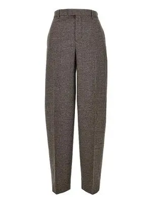 AMI Paris Houndstooth Balloon Cut Trousers - Brown