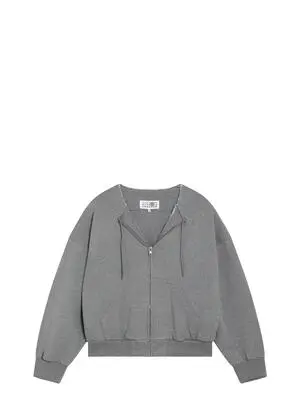MAISON MARGIELA Mm6 Maison Margiela Felpa Con Zip E Coulisse In Cotone Grigia Women Gray