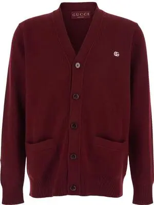 Gucci Cashmere Cardigan With V-neck And Gg Embroidery - Multicolor