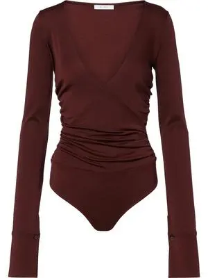 Max Mara Nigella Draped Wool Bodysuit - Brown