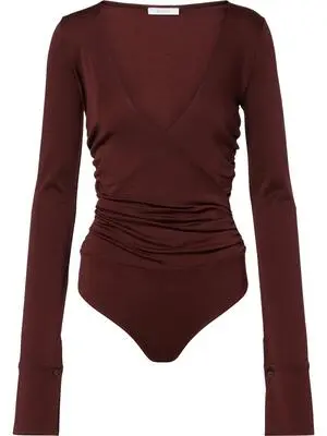 Max Mara Nigella Draped Wool Bodysuit - Brown