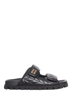 Miu Miu Matelassé Nappa Leather Sandals - Black