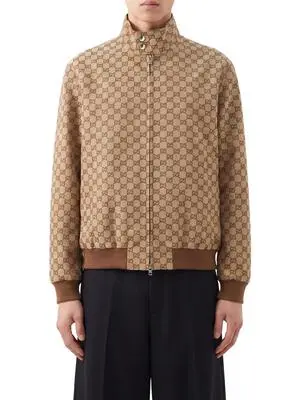 Gucci GUCCI Cotton Mix Monogram Bomber Jacket Brown