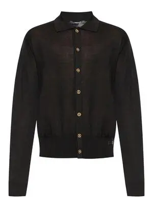 Versace Cotton And Silk Cardigan - Black