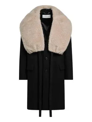 Dries Van Noten Wool Blend Overcoat - Black