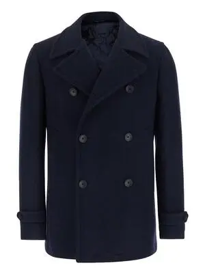 Tagliatore Wool Coat With Notched Lapel And Button Front Closure - Multicolor