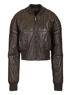 Moncler Geocamo Cropped Leather Jacket - Brown