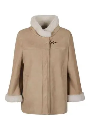 FAY Leather Shearling Cape - Multicolor