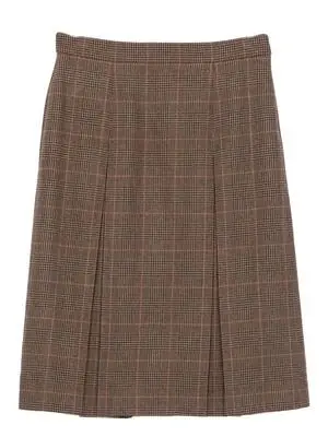 Saint Laurent Wool Cashmere Midi Skirt - Multicolor