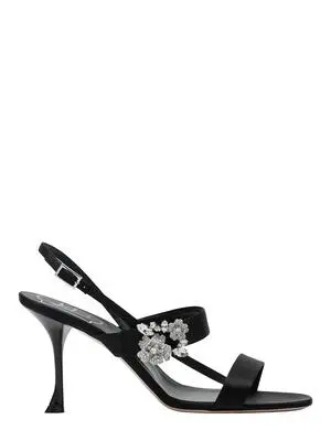 ROGER VIVIER Satin Efflorescence Sandals - Black