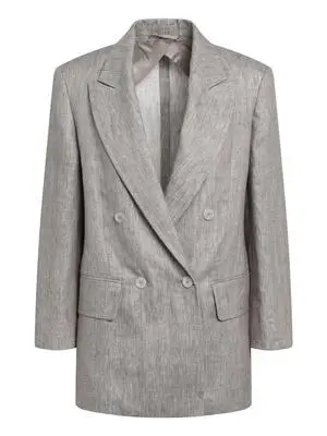 Max Mara Olimpia Double-breasted Chevron Linen Blazer - Cream