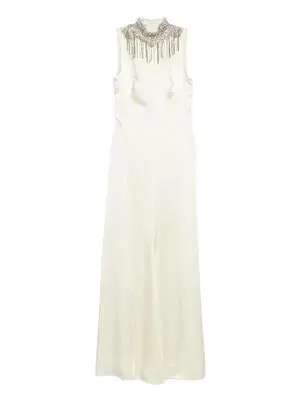 Alexander McQueen Embellished Collar Floor-length Evening Dress - Cream