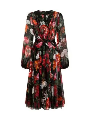 Dolce & Gabbana Chiffon Dress With Floral Print - Multicolor
