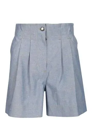 Moncler Chambray Cotton Shorts - Blue