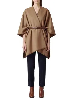 Max Mara Asymmetric Virgin Wool Cape - Cream