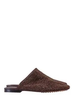 Bottega Veneta Rhinestone Slippers - Brown