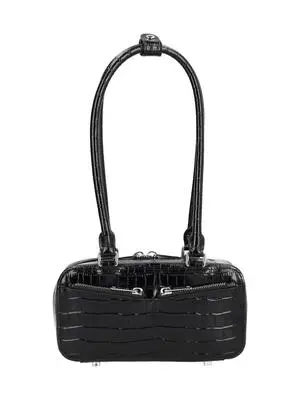 SELF-PORTRAIT SELF-PORTRAIT Croc Effect Shoulder Bag Black
