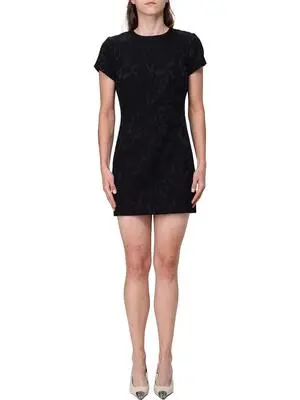 Saint Laurent Floral Print Cotton Blend Mini Sheath Dress - Black