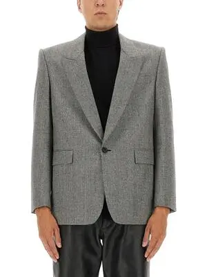 Saint Laurent Single-breasted Wool Flannel Jacket - Gray