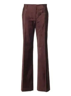 FORTE_FORTE Cotton Viscose Stretch Velvet Trumpet Shaped Pants - Brown