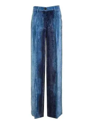 FORTE_FORTE Degradé Denim Velvet Wide Leg Pants - Blue
