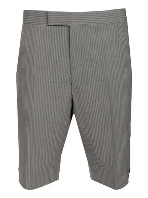 Thom Browne Wool Seersucker Bermuda Shorts - Gray
