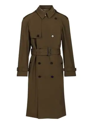 Burberry Long And Light Cotton Trench Coat - Green