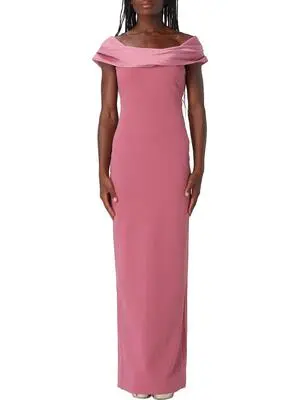 Solace London Adele Off-the-shoulder Draped Satin Long Evening Gown - Pink