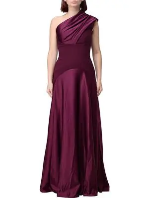 Solace London Gabriela One-shoulder Draped Satin Long Evening Gown - Purple