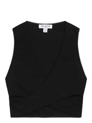 Alaïa Cotton-blend Wrap Top - Black