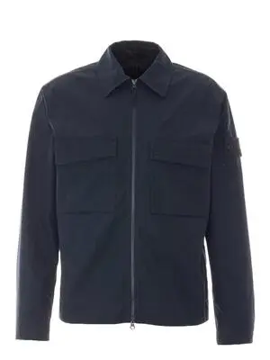 Stone Island Logo Zipped Overshirt - Blue
