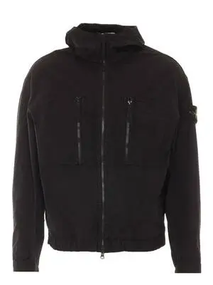 Stone Island Logo Ripstop Overshirt - Black