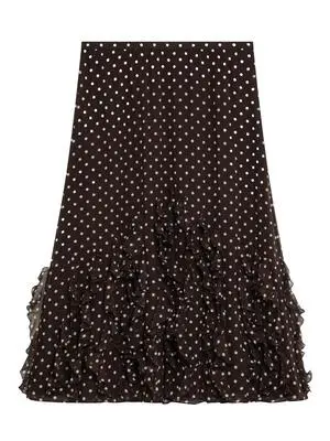 Valentino Garavani Silk Skirt With Plusdepois Motif - Brown