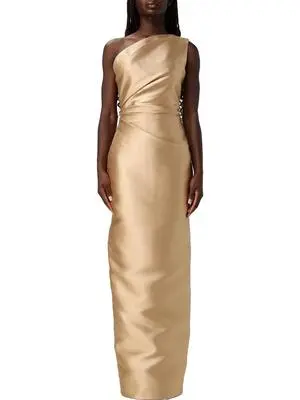 Solace London One-shoulder Satin Dress - Gold