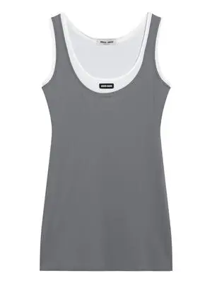 Miu Miu Short Stretch Jersey Dress - Gray