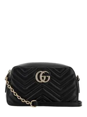 Gucci Gg Marmont Bag In Chevron Nappa Leather - Black