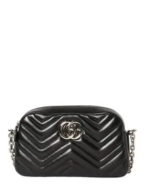 Gucci Gg Marmont Bag In Chevron Nappa Leather - Black