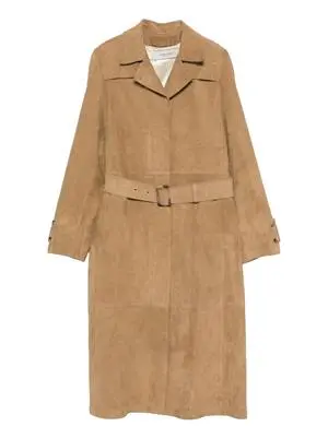 GOLDEN GOOSE Suede Leather Trench Coat - Multicolor