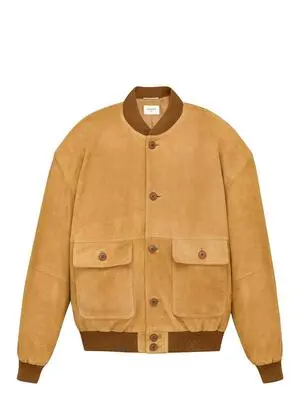 Saint Laurent Caramel Suede Bomber Jacket - Brown