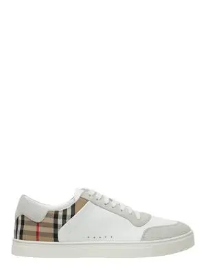 Burberry Check Leather Sneakers - White