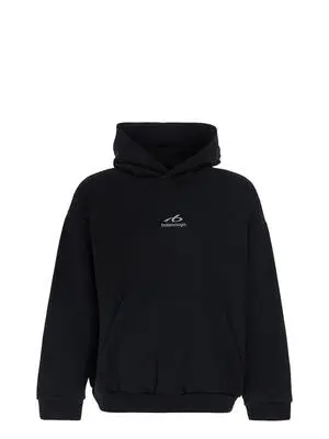 Balenciaga Hoodie With Fixed Hood And Logo Lettering On The Front In Cotton For - Black