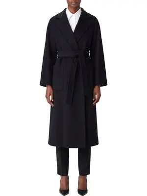 Max Mara Ludmilla Long Cashmere Belted Robe Coat - Black
