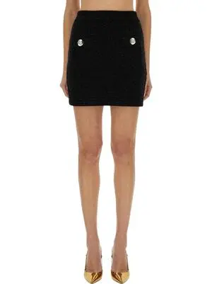 Balmain Tweed Skirt - Black
