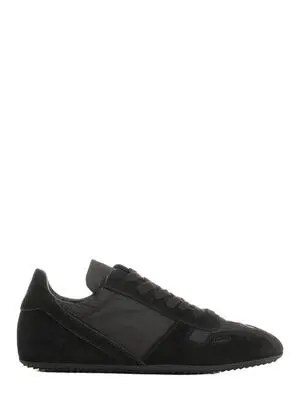 Rick Owens Minimal Sneakers With Suede - Black