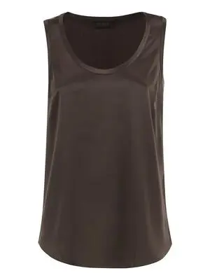 Brunello Cucinelli Stretch Silk Satin Top - Brown