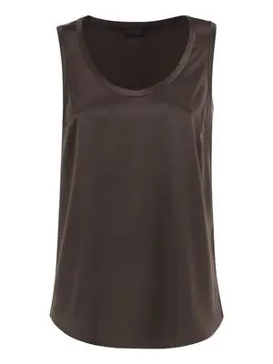 Brunello Cucinelli Brunello Cucinelli Stretch Silk Satin Top Brown