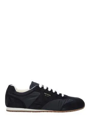 Prada Suede And Fabric Sneakers - Blue